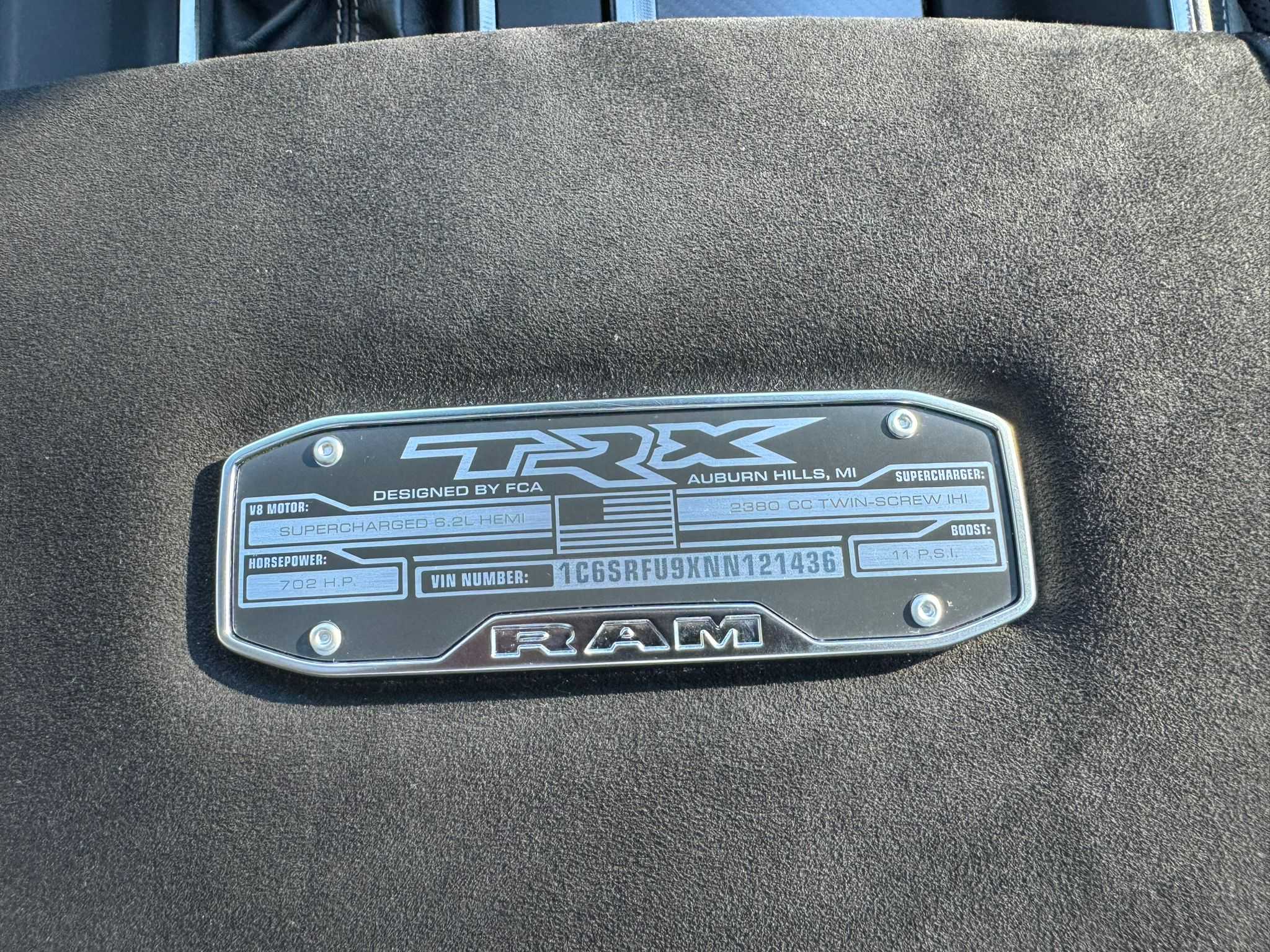 2022 Dodge RAM 1500 TRX 6.2 HEMI V8 engine with supercharging 702hp ...